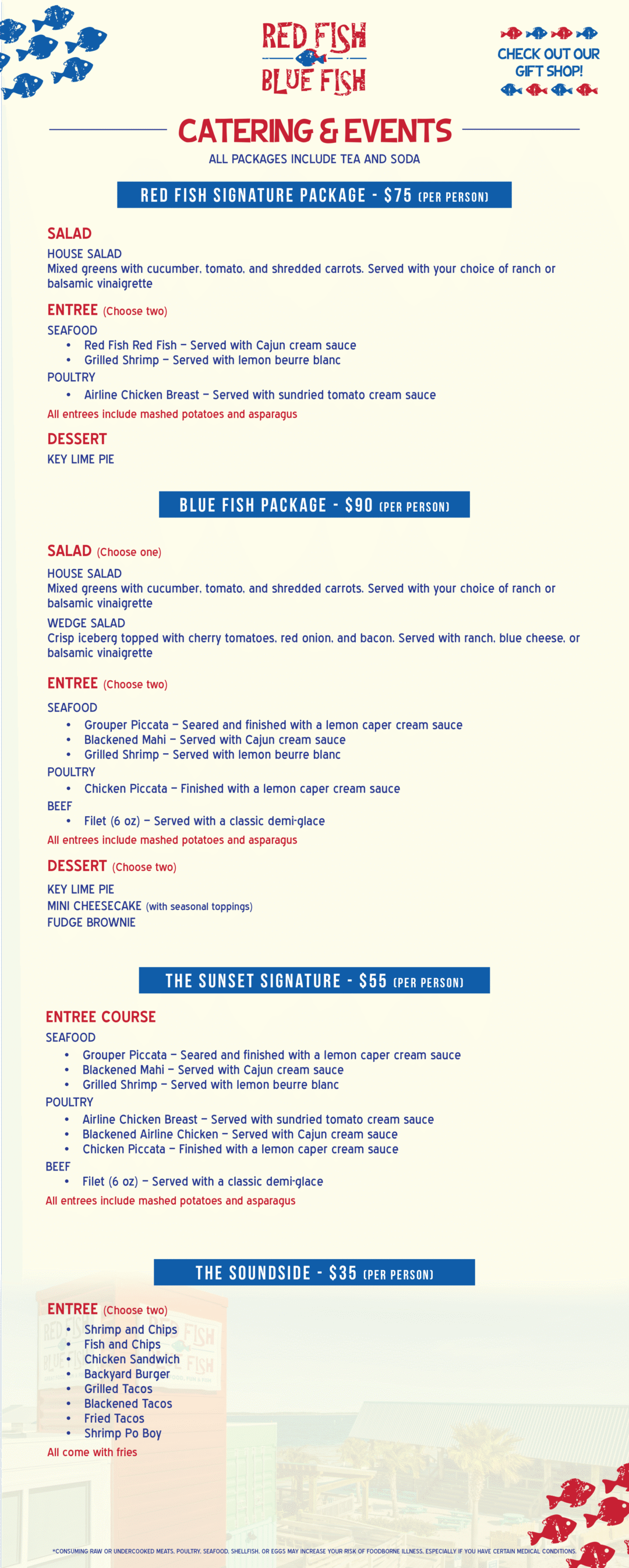 Buffet Menu | Red Fish Blue FIsh | Pensacola Beach FL