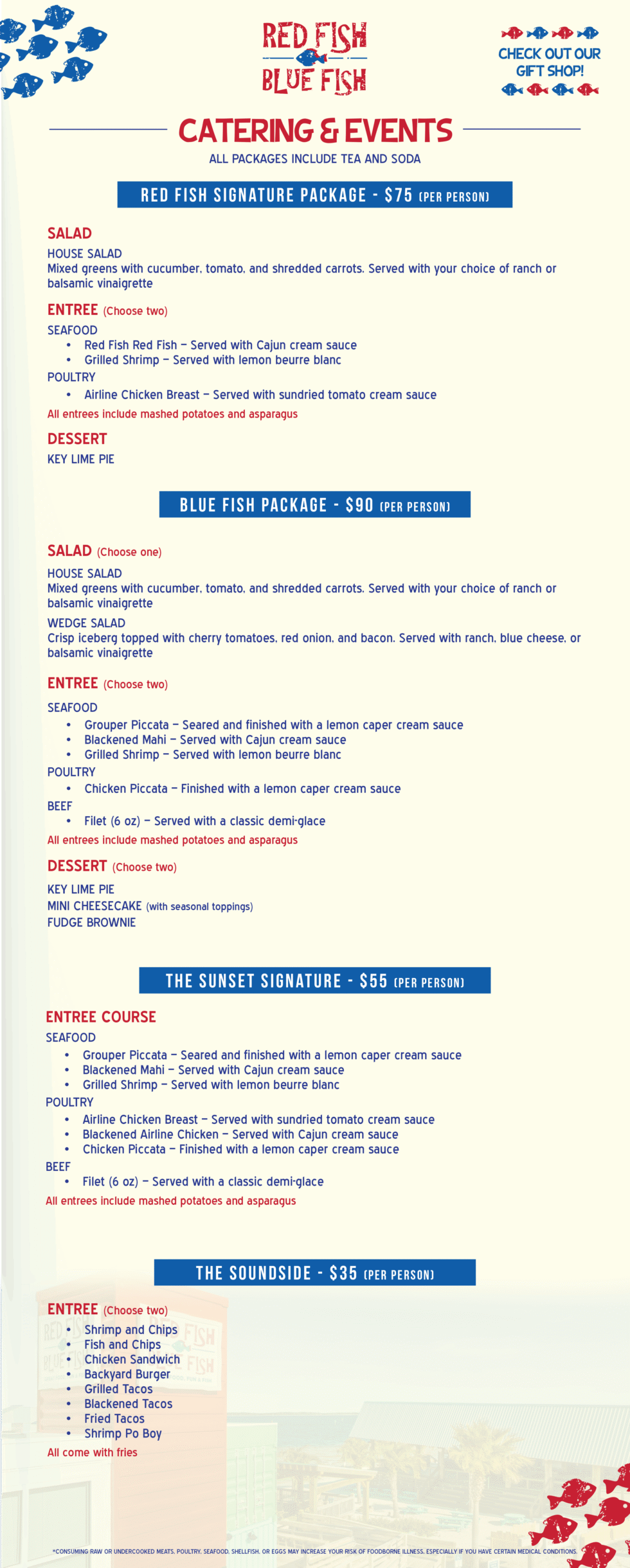 Buffet Menu | Red Fish Blue FIsh | Pensacola Beach FL